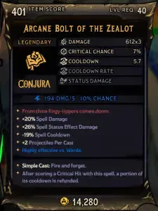 Buy Arcane Bolt of Zealot (401) on mmoshops.com